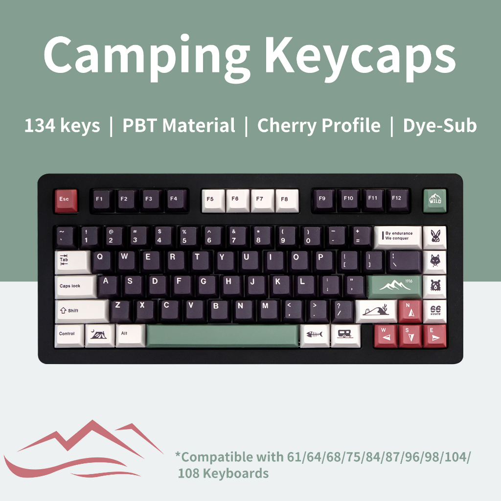 Camping Keycaps | 134 Keys | Cherry Profile | PBT Dye-Sub | Royal ...