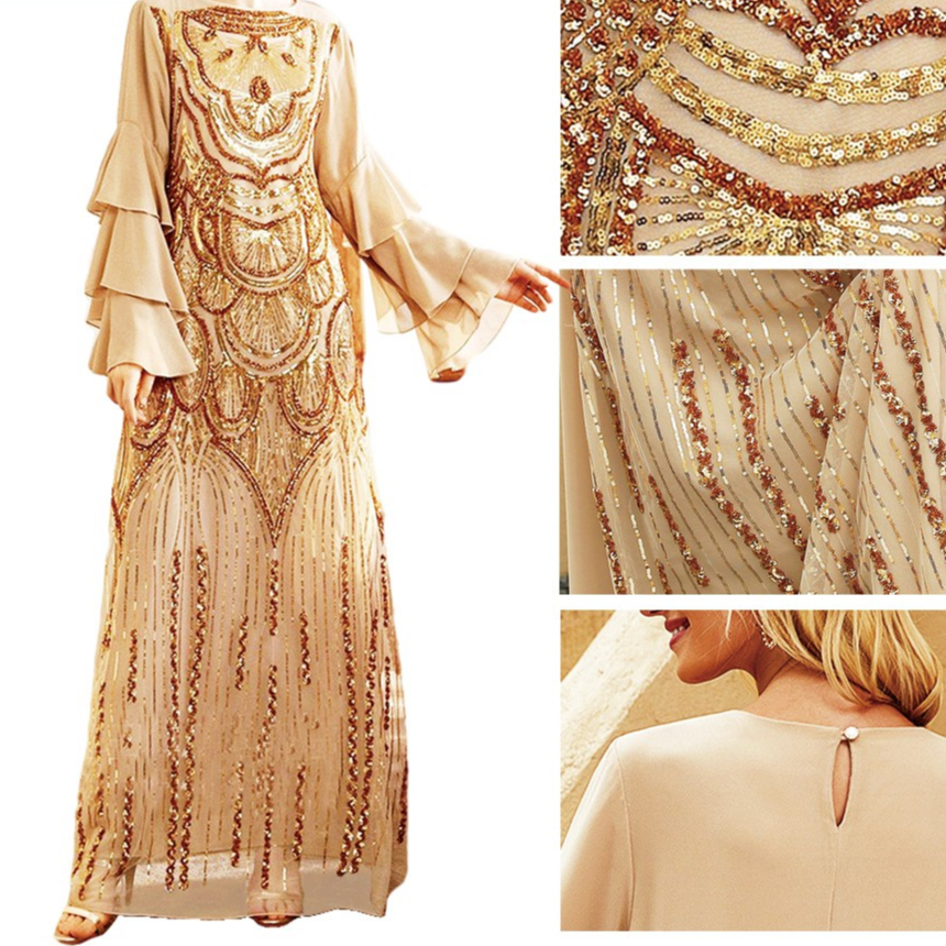 2023 Baju raya jubah muslimah dress abaya Dubai Modern fashion Gold ...