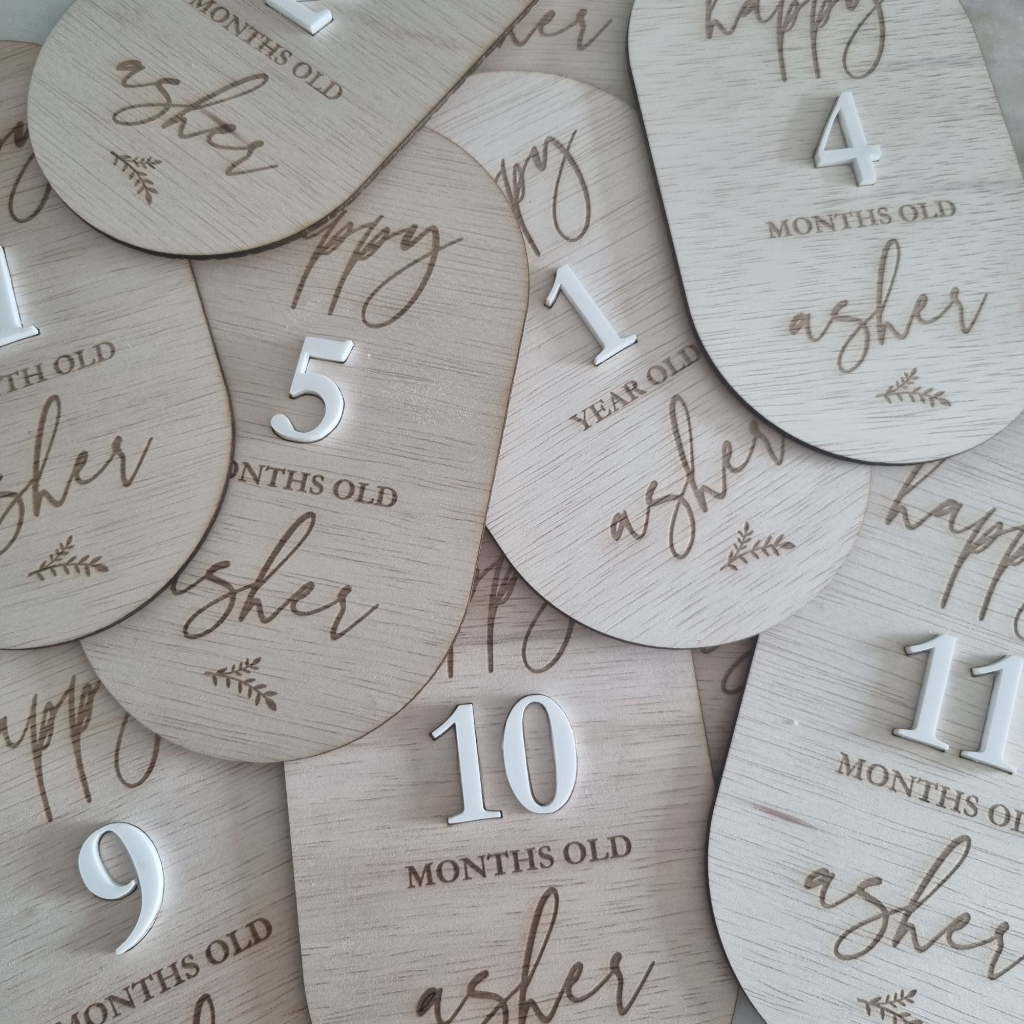 Personalised Wood Newborn Milestone Disc | Customised | Made in SG ...