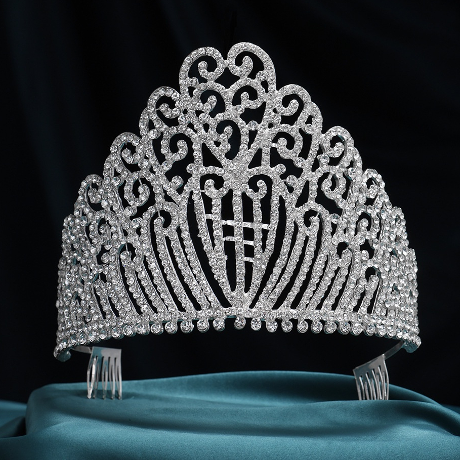 Full Rhinestone Crystal Tiara Big Crown Wedding Bride Headpiece Pageant ...