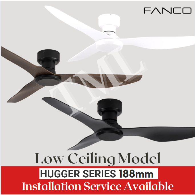 Fanco Hugger Ceiling Fan 48" Low Ceiling 188 mm Short Fan Height for ...