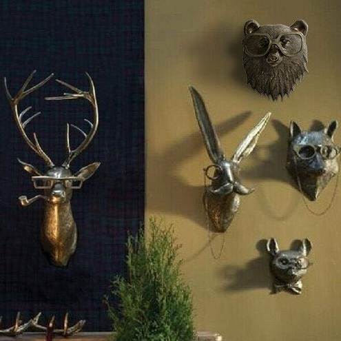 3D Animal Head Statue Wall Decor Animal Head Sculpture Home Office ...