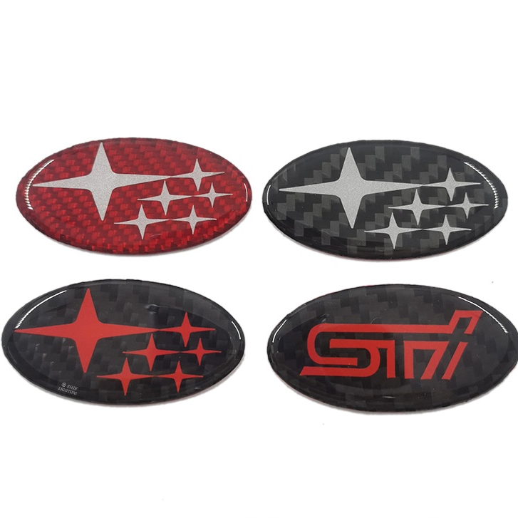 1 X Carbon Fiber SUBARU STI Logo Car Auto Steering Wheel Decorative ...