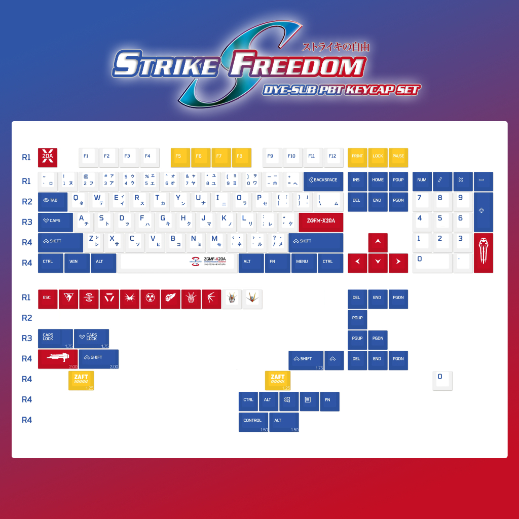 Strike Freedom PBT Dye-Sublimation Cherry Profile Keycap Set, High ...