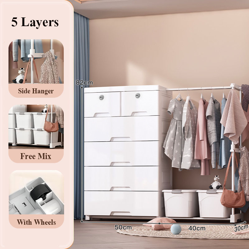 hanw YUUMI hanw cabinet Nordic drawer with Hanger Rack wardrobe for ...