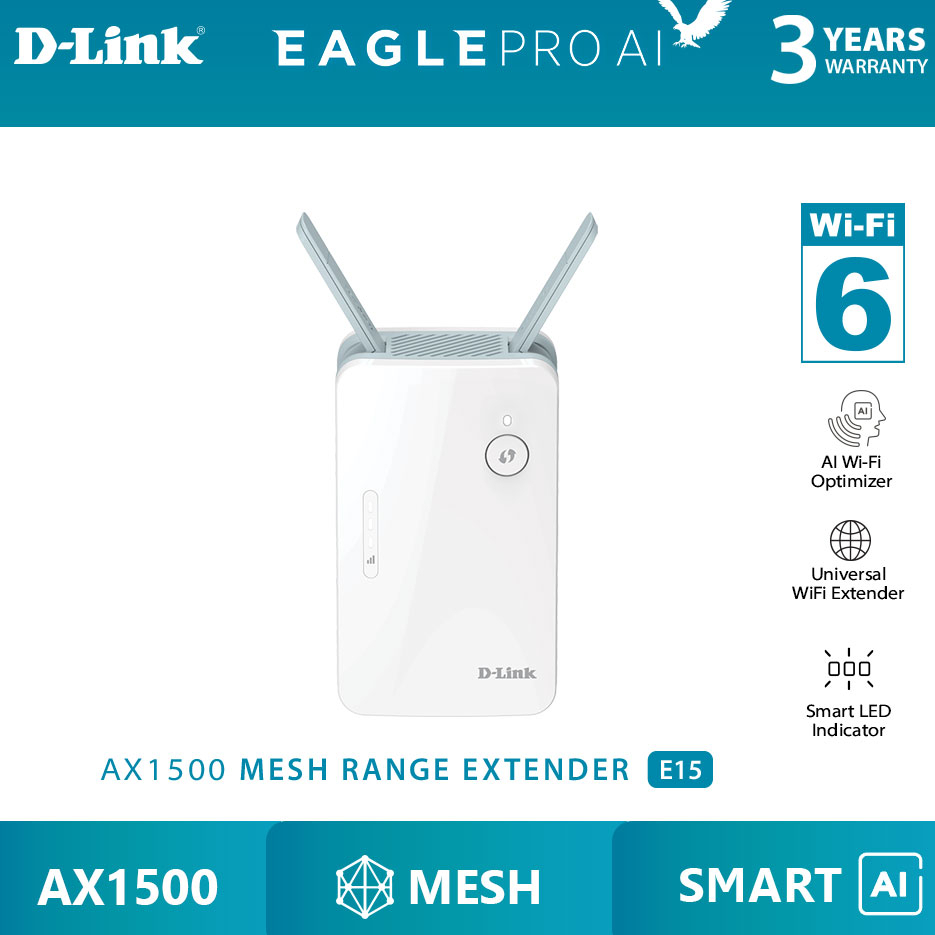 D-Link E15 Eagle Pro AI AX1500 Smart Wireless WiFi 6 Mesh Range ...