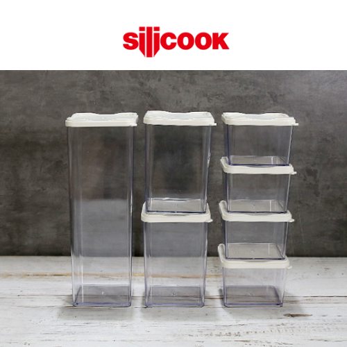 [silicook] Tall Food Container 1800ml 1p, 880ml 2p and 400ml 4p Set (Ivory Lid) | Shopee Malaysia
