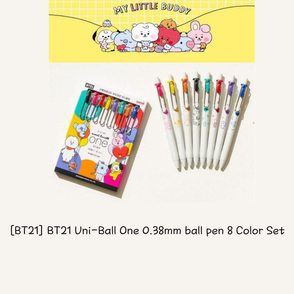 [BT21] BT21 Uni-Ball One 0.38mm ball pen 8 Color Set | Shopee Malaysia