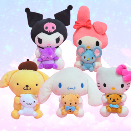 Sanrio Authentic 26cm Kuromi Cinnamoroll Pompom Purin Hello Kitty My Melody Friends Plush Toy ...
