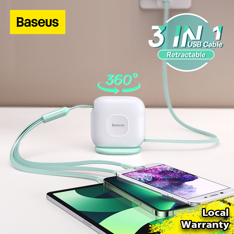 Baseus Retractable 100W 3 in 1 USB C Cable Traction Series Desktop USB ...