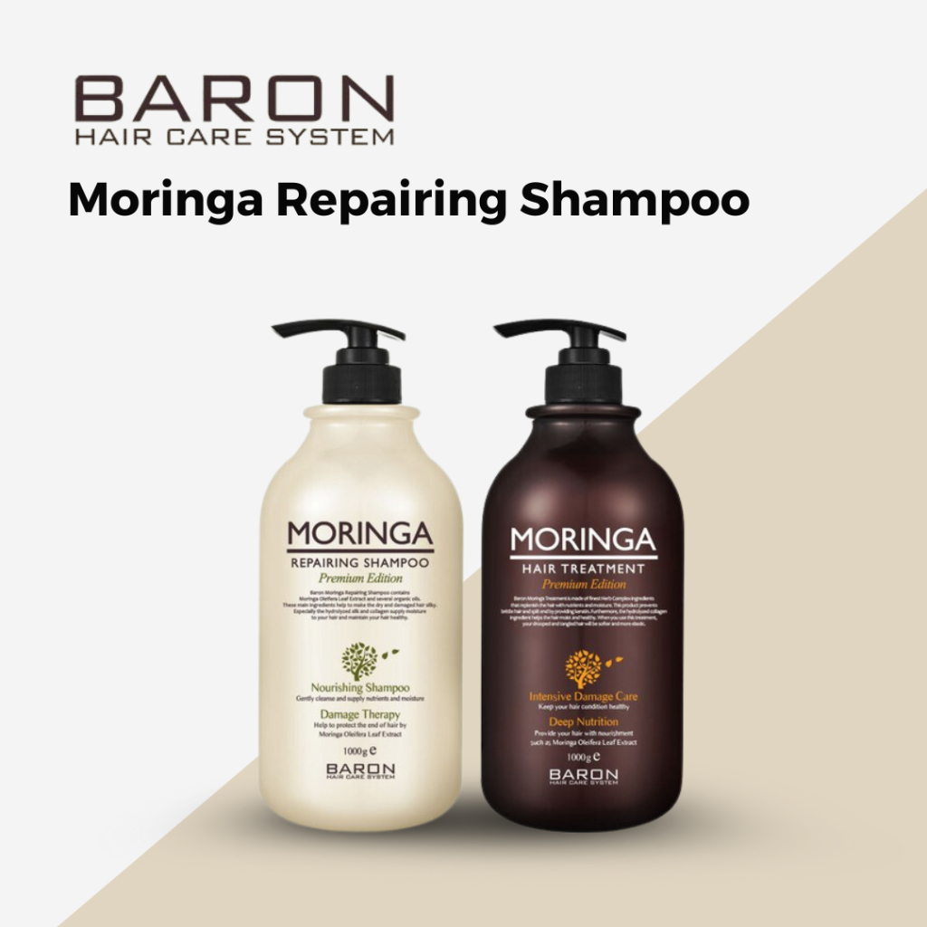 Baron Moringa Repairing Shampoo 1000g + Hair Treatment 1000g | Shopee ...