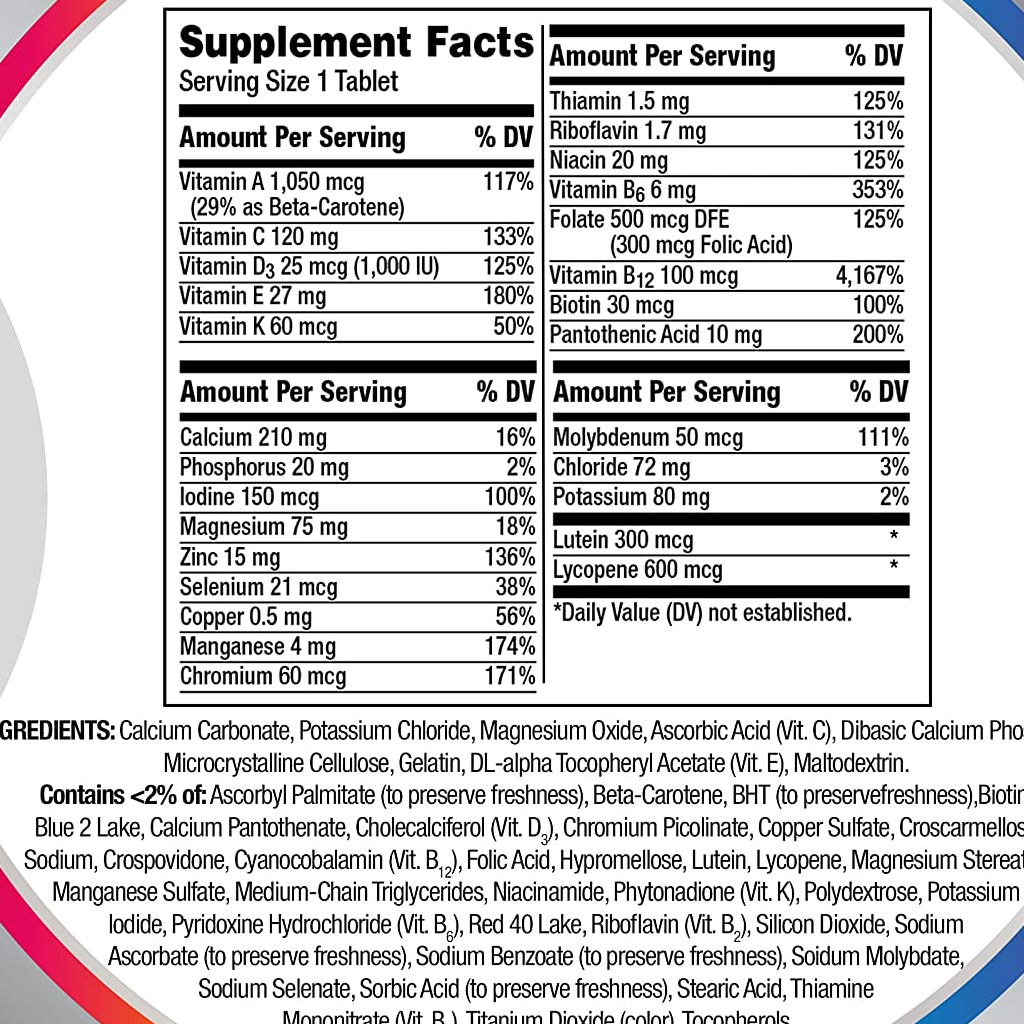 Centrum Silver Multivitamin for Men 50 Plus, Multivitamin/Multimineral ...