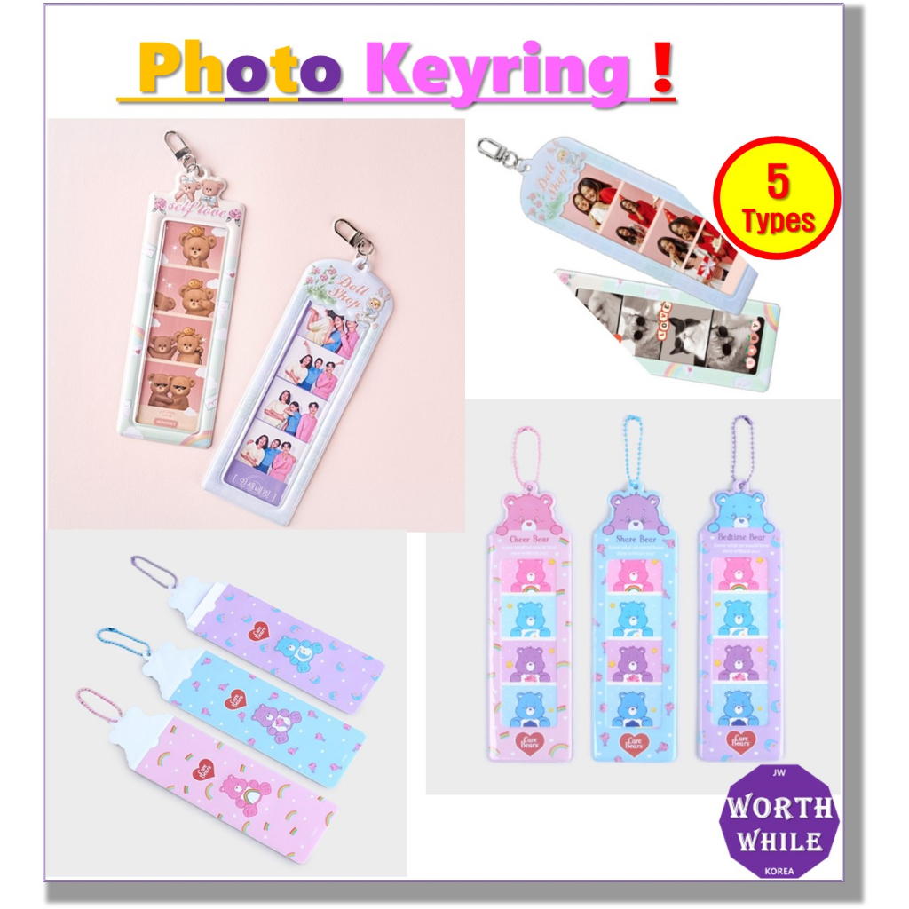 Daiso Korea /Photo 4 Cut Holder Keyring /Mini Photo Holders Keychains ...