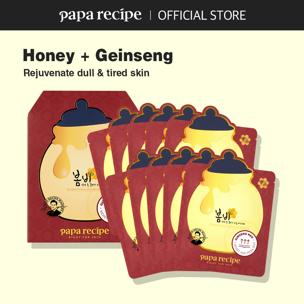 papa recipe Bombee Ginseng Red Honey Oil Facial Mask Pack (25g * 10 ...