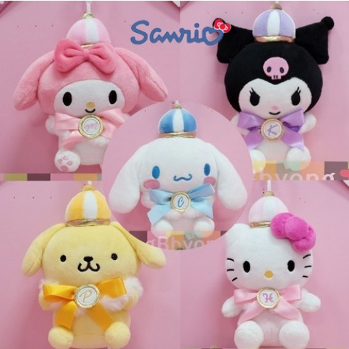Sanrio Authentic Crown Kuromi Cinnamoroll Pompom Purin Hello Kitty My Melody Plush Toy Keychain ...
