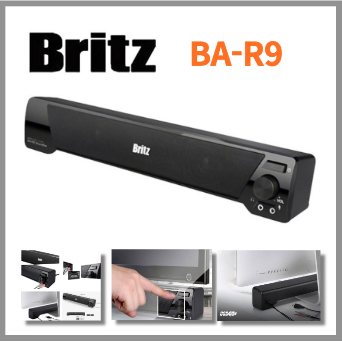 Britz korea Ba-r9 Soundbar Computer 2ch Stereo Speaker USB Power 3.5mm 6w Surround Speaker USB ...