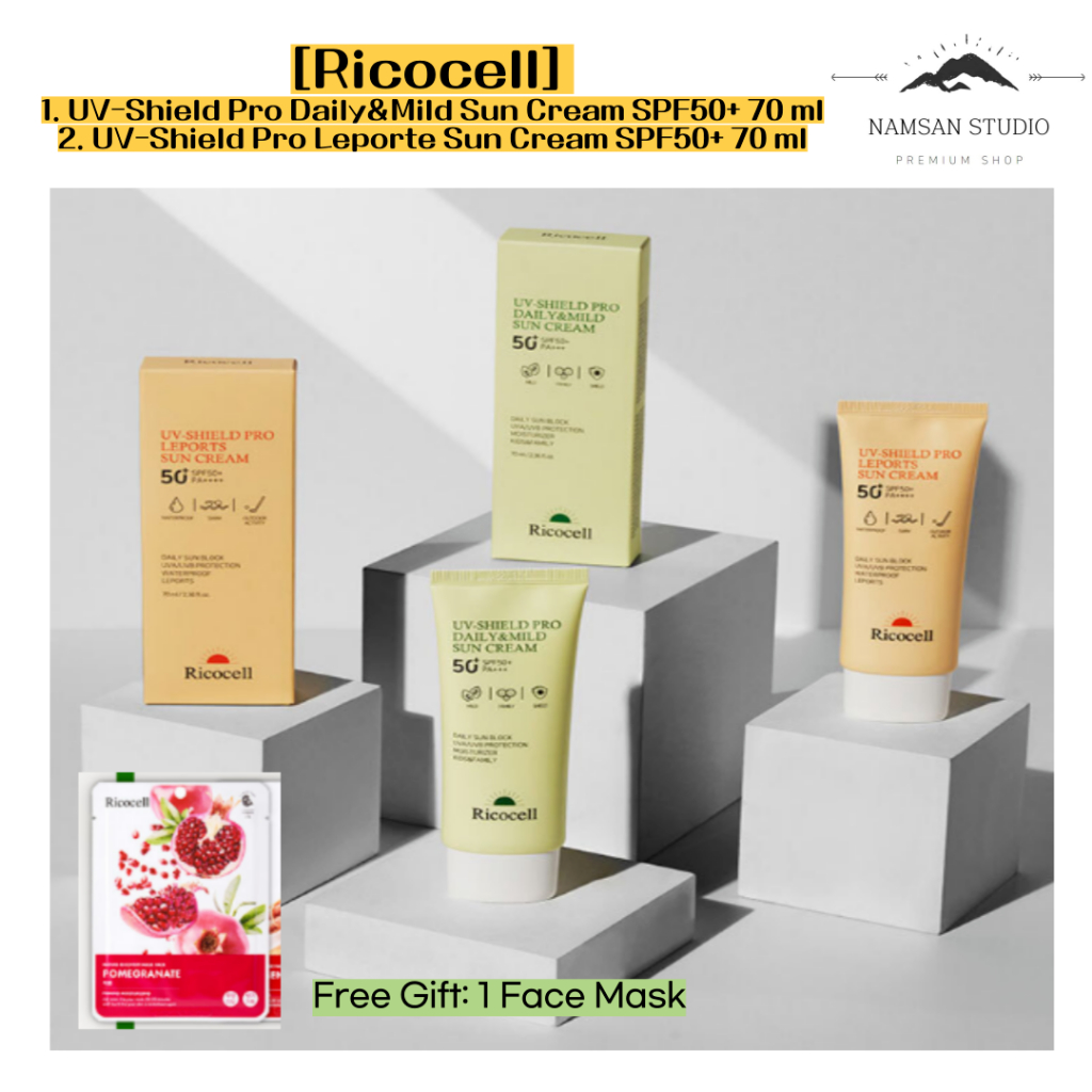 [Ricocell] 1. UV-Shield Pro Daily&Mild Sun Cream SPF50+ 70 ml, 2. UV ...