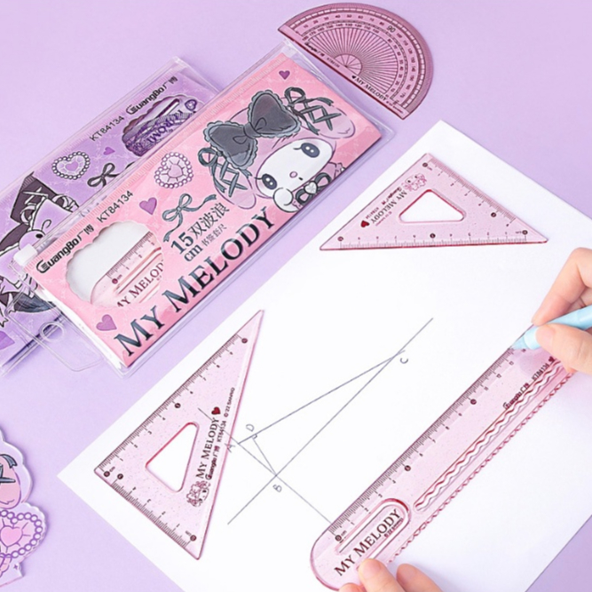 Cute Sanrio Goth My Melody and kuromi 15cm ruler 4-piece My Melody ...