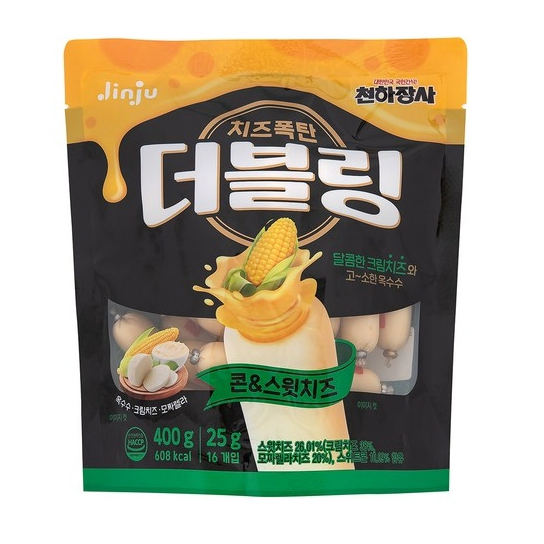 Jinju Ham Double Ring corn sweet cheese Korean Sausage snack 400g ...