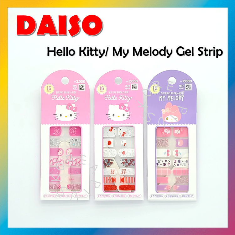 [DAISO] Hello Kitty/ My Melody Gel Nail Strip 16p | Shopee Malaysia