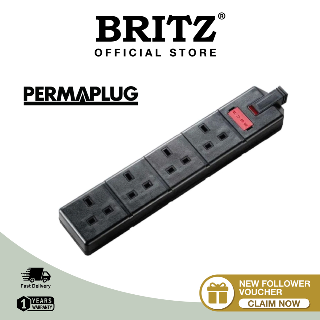 DISTRIBUTOR!! Rewireable Heavy Duty Permaplug 4 Gang 13A With Fuse ...