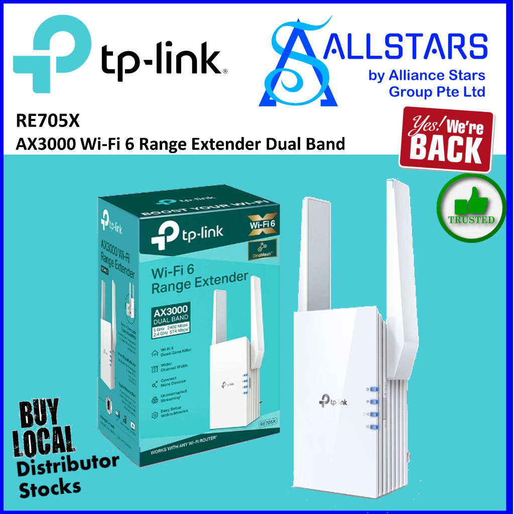 TP-Link / TPLink RE705X Wi-Fi 6 Range Extender AX3000 Dual Band ...