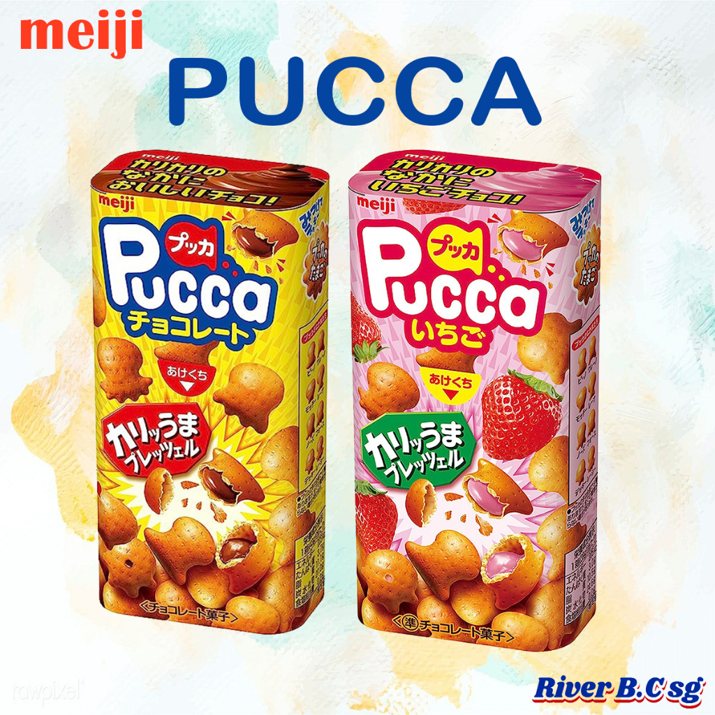 Meiji Pucca Strawberry/ Chocolate Biscuit - crispy pretzel | Shopee ...