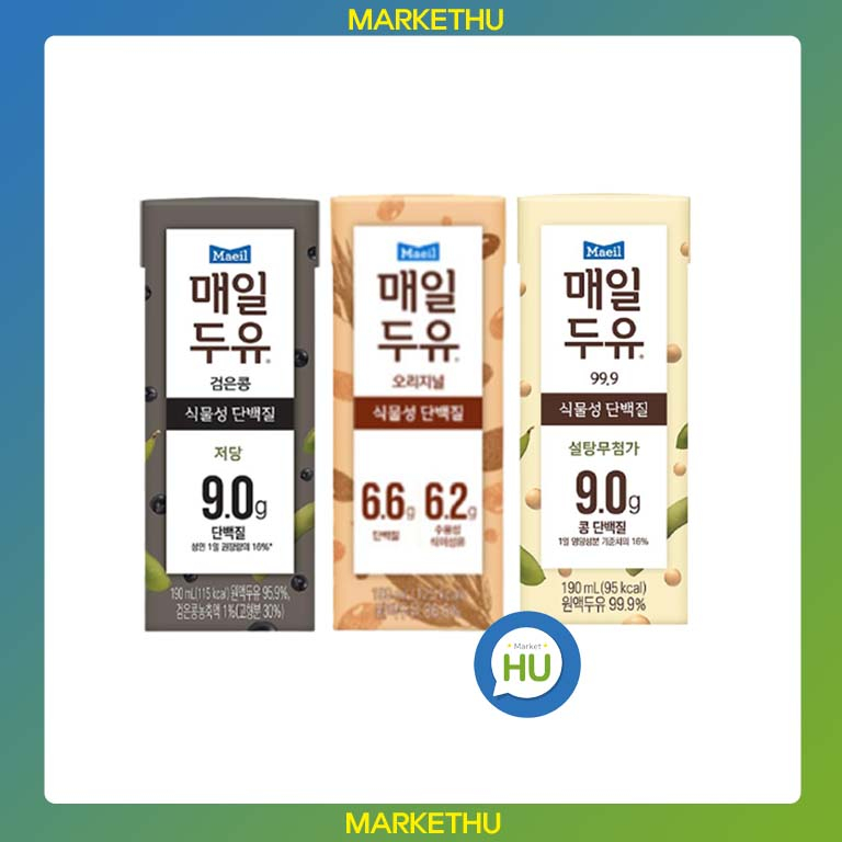 [MAEIL] Soy Milk Protein 190ml 3 Flavors Original, Zero Sugar, Black Bean/Korean Soymilk ...