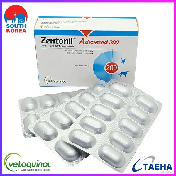 Vetoquinol Zentonil Advanced 200 30 Capsules/ Dog and Cat liver ...