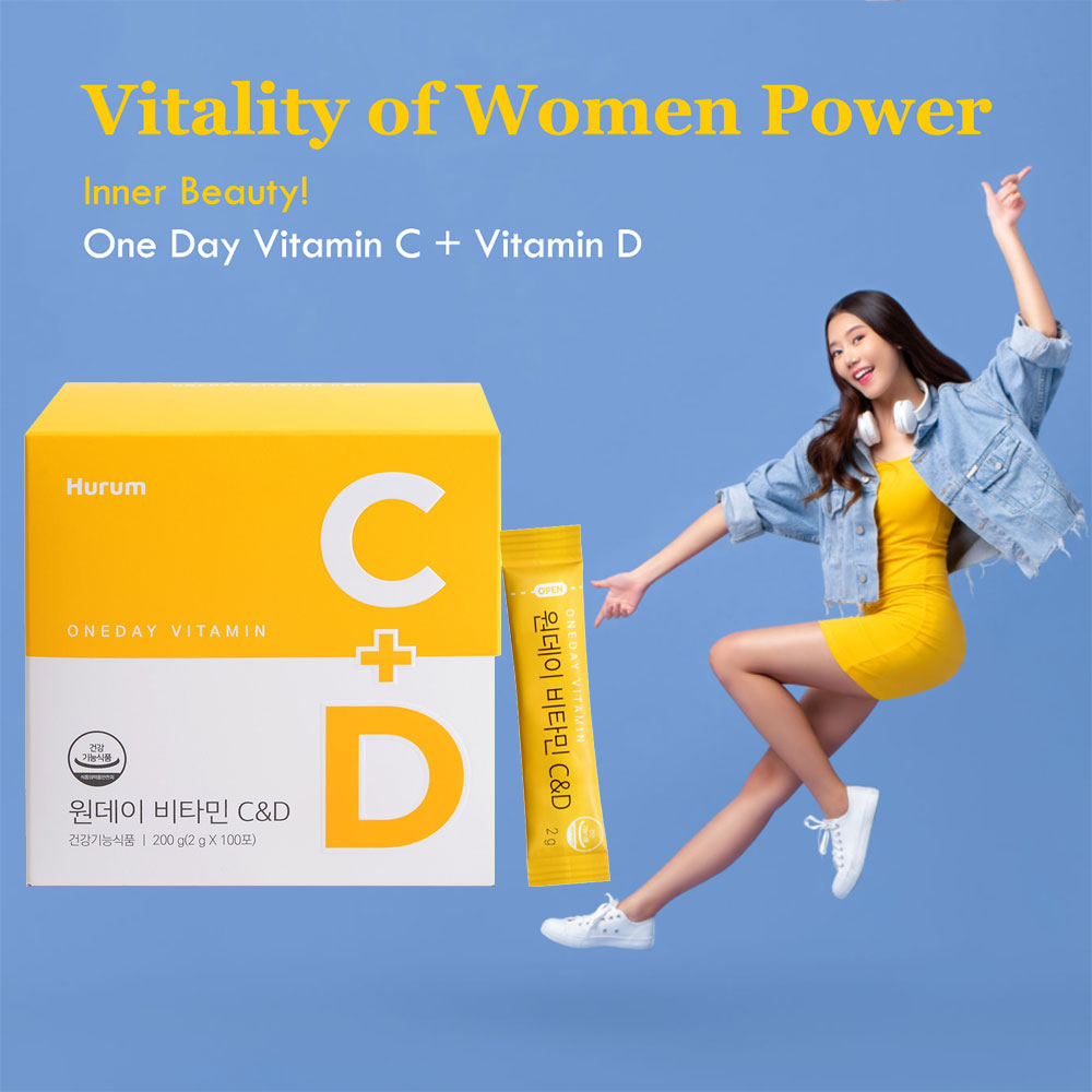 HURUM OneDay Vitamin C+D Powder Cell Health Bone Health Necessary ...