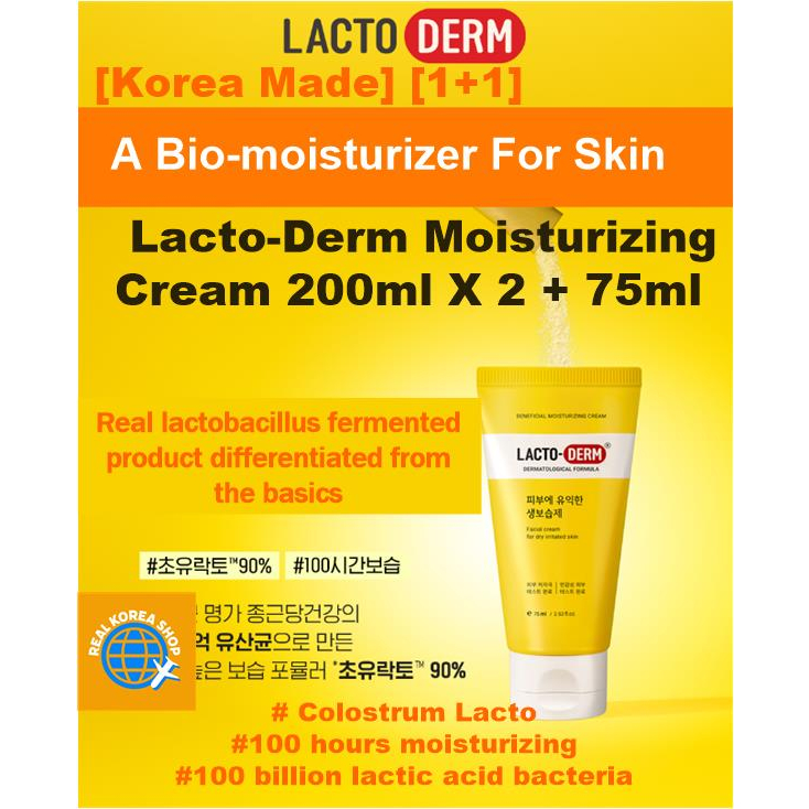 [Korea Made] [1+1] 475ml Lacto-Derm Moisturizing Cream 200ml X 2 + 75ml Big size # Colostrum ...