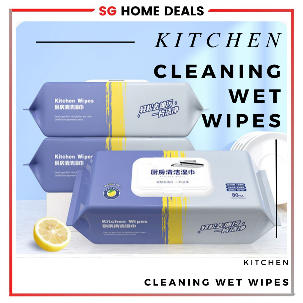 Kitchen Cleaning Wet Wipes 80 Sheets Large Kitchen Hygiene Wipes ...