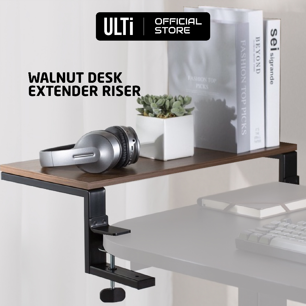 ULTi Walnut Monitor Riser & Extender | Clamp-on or Free-standing ...