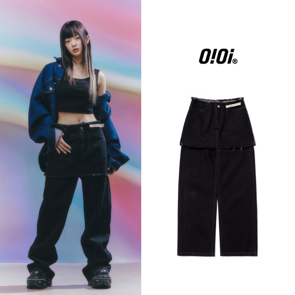 [OiOi] Layered Skirt Denim Pants (NewJeans Hanni) | Shopee Malaysia