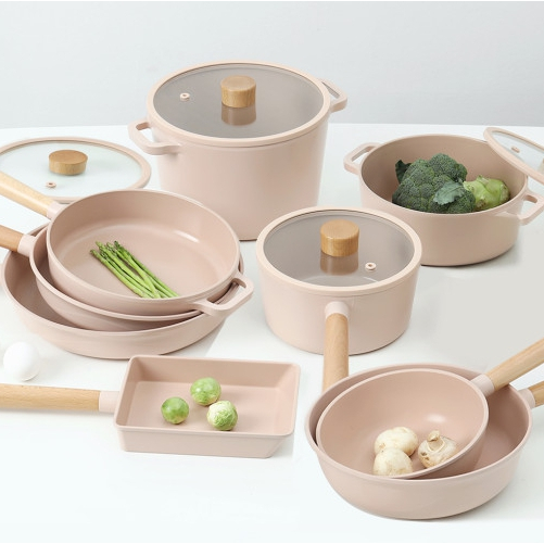 Cozy Peach Non Stick IH Frying Pan Wok Casserole Milk Pan Series ...