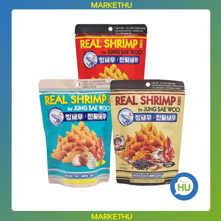 [JUNG SAE WOO]Fried Real Shrimp snack 60g 3 taste (Habanero, Sour cream ...