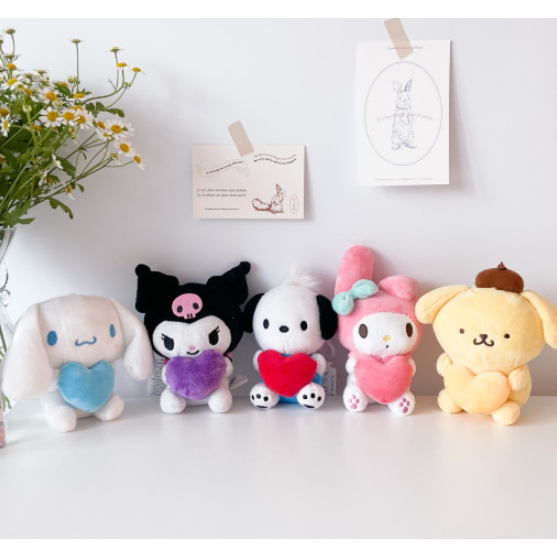 Sanrio Authentic Kuromi Cinnamoroll Pompom Purin Hello Kitty My Melody Pochacco Heart Plush Toy ...