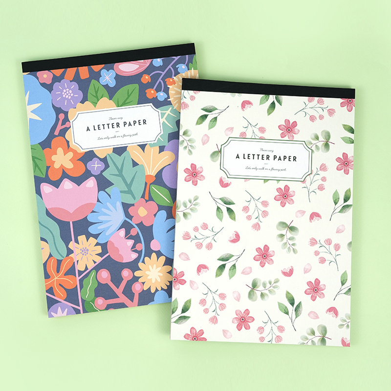 63sheets Flower Park Letter Paper Pad Hard Cover Writing Notepad Cute ...