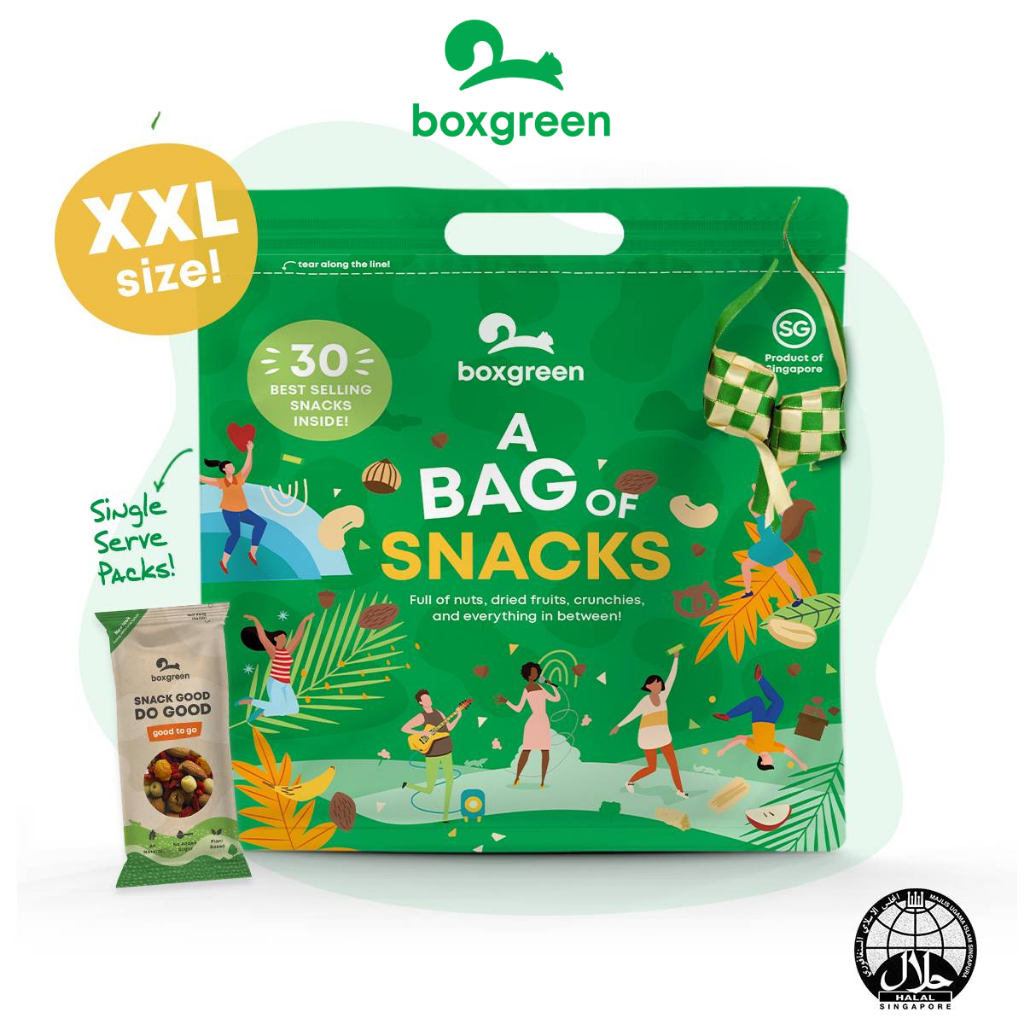 (HALAL Edition) Boxgreen Big Bag of Snacks | 30 Halal-Certified Healthy ...