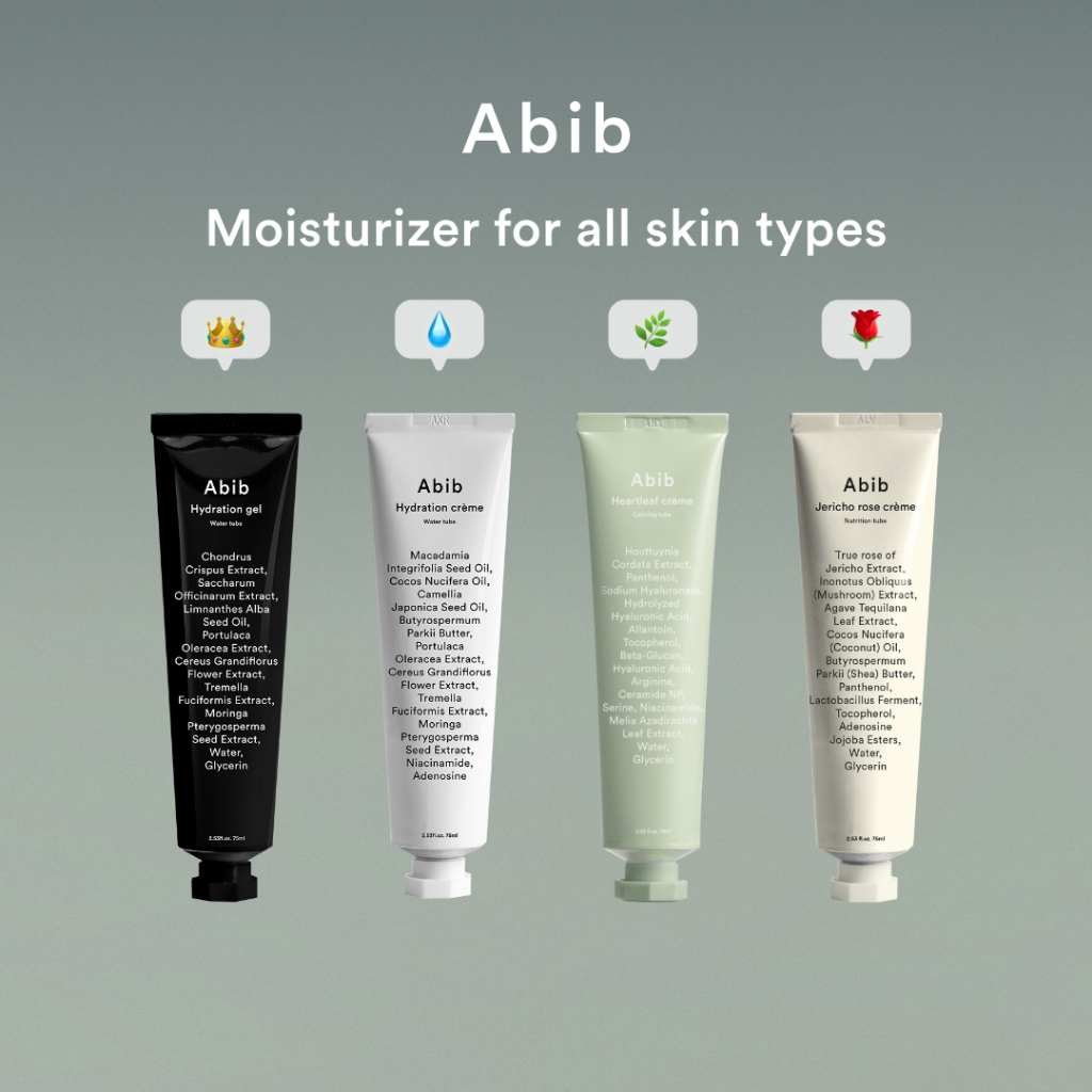 Abib Crème series(75ml) - 4 Type Moisturizer for all skin types ...