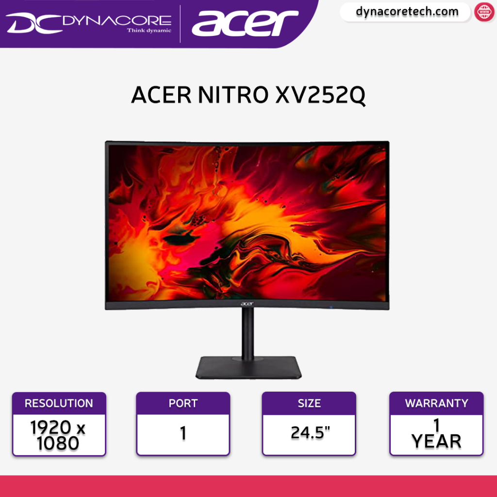 Acer NITRO XV252Q LV 24.5" Full HD (1920 x 1080) 165Hz Gaming Monitor ...