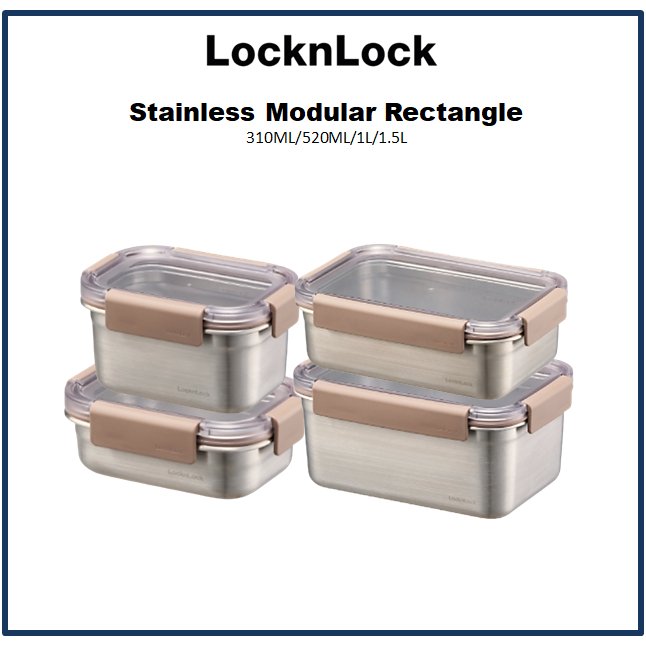 [LocknLock] Stainless Modular Rectangle 310ml/520ml/1L/1.5L LST601 ...