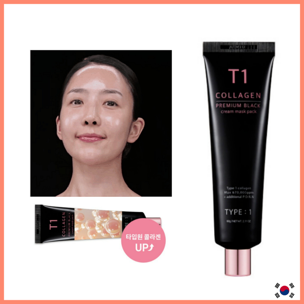 T1 Collagen Premium Black Cream Mask Pack 60g glow skin glowing ...