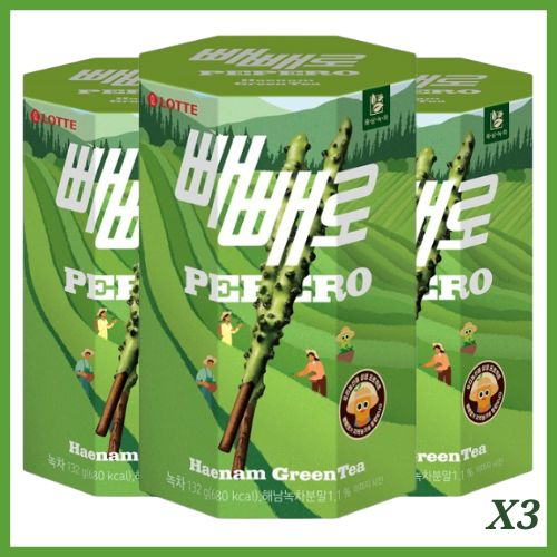 [Lotte] Korean Pepero Green Tea Flavor (132g x 3) | Shopee Malaysia