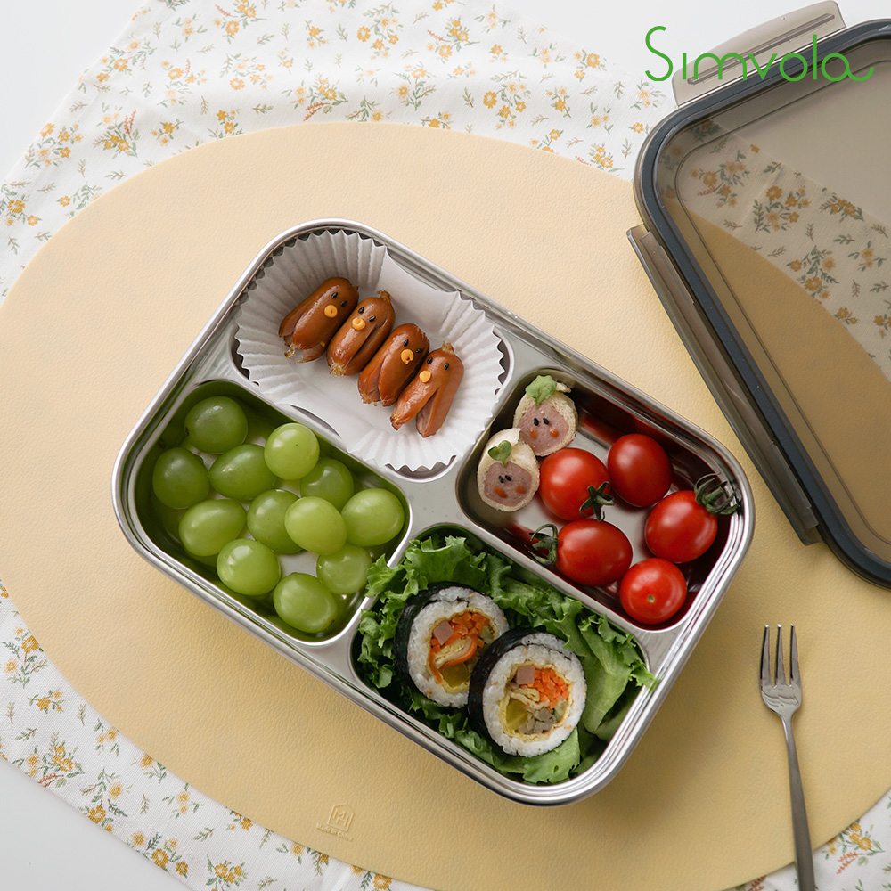 [ made in KOREA ] Simvola Stainless Steel 4-Sections Food Tray Divided ...