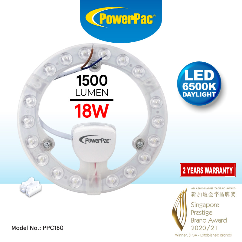 PowerPac LED Ceiling Lamp, Round Light, Circular Tube 18 Watts (PPC180 ...