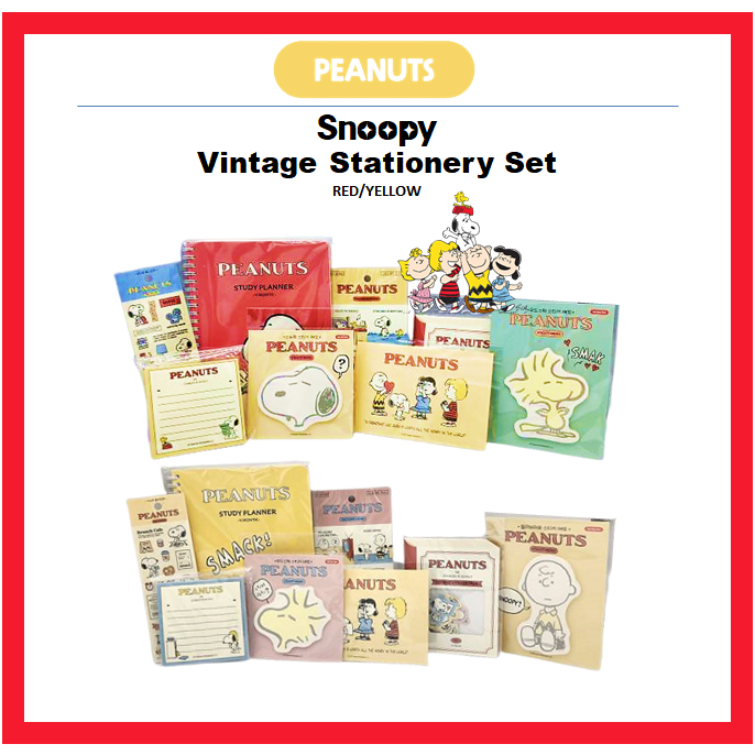 [Snoopy] Snoopy Vintage Stationery Set RED/YELLOW | Shopee Malaysia
