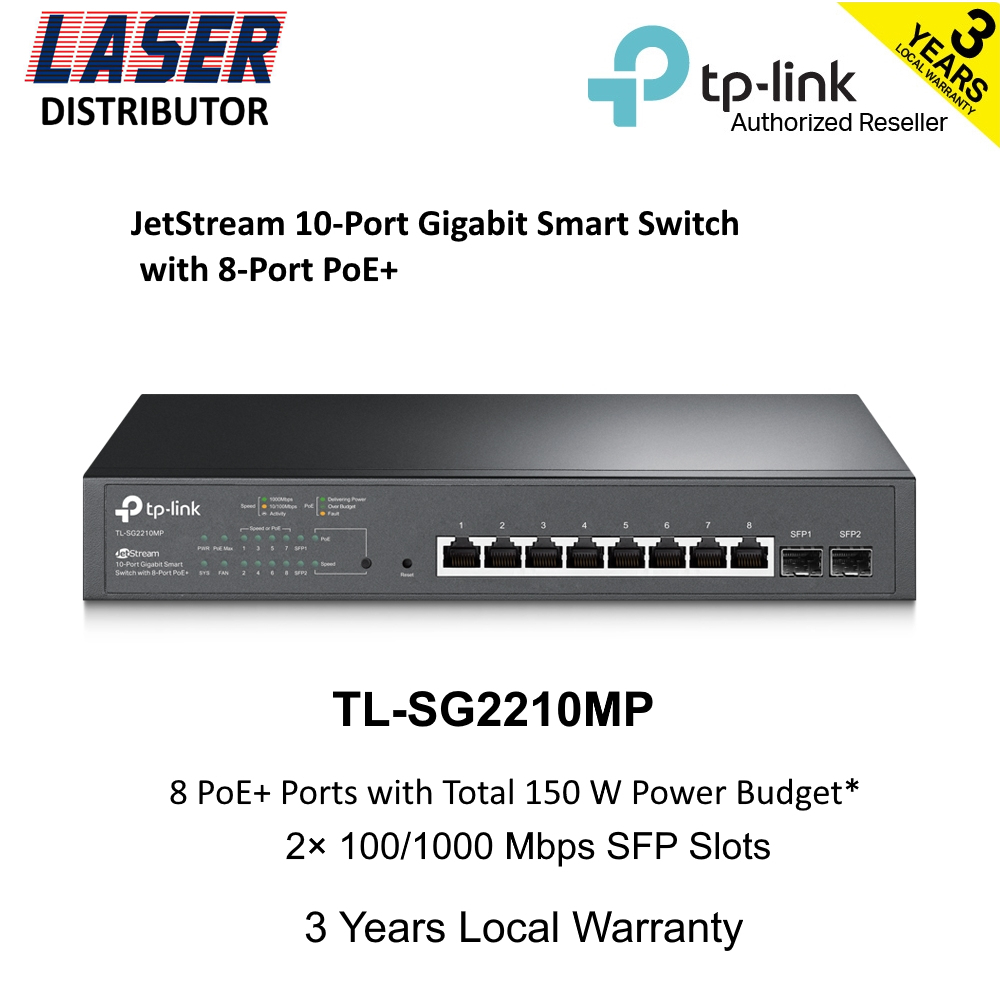 TP-Link TL-SG2210MP JetStream 10-Port Gigabit Smart Switch with 8-Port PoE+ | Shopee Malaysia