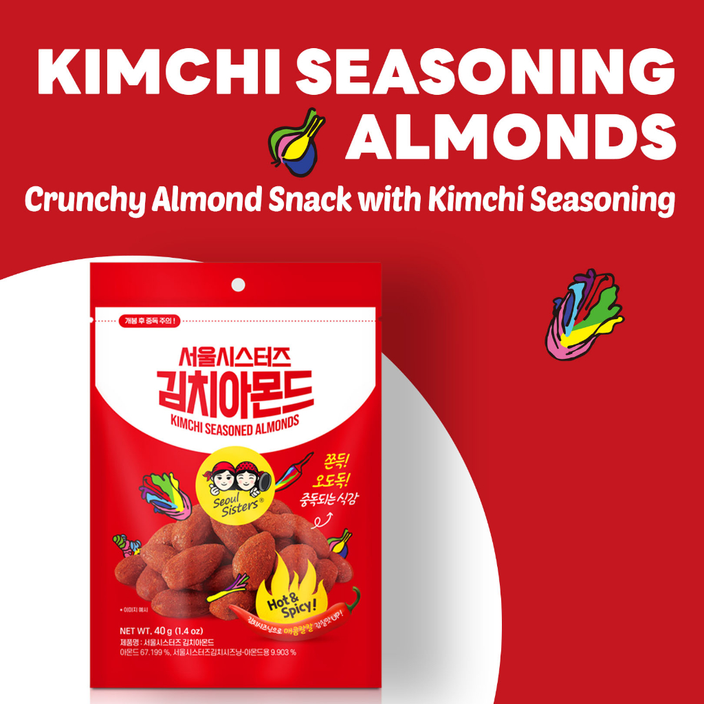 [Seoul Sisters] Korean Kimchi Almond Snack 40g (1.4oz) 6 Packs - Kimchi ...