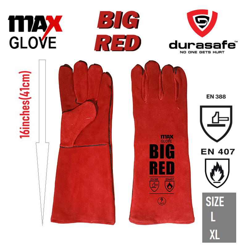 MaxGlove BigRed 16in welding Spilt Cow Leather glove | Shopee Malaysia